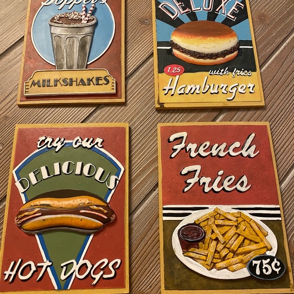 Wall Decor | 4 Malt Shop Wall Plaques 5s Theme | Poshmark